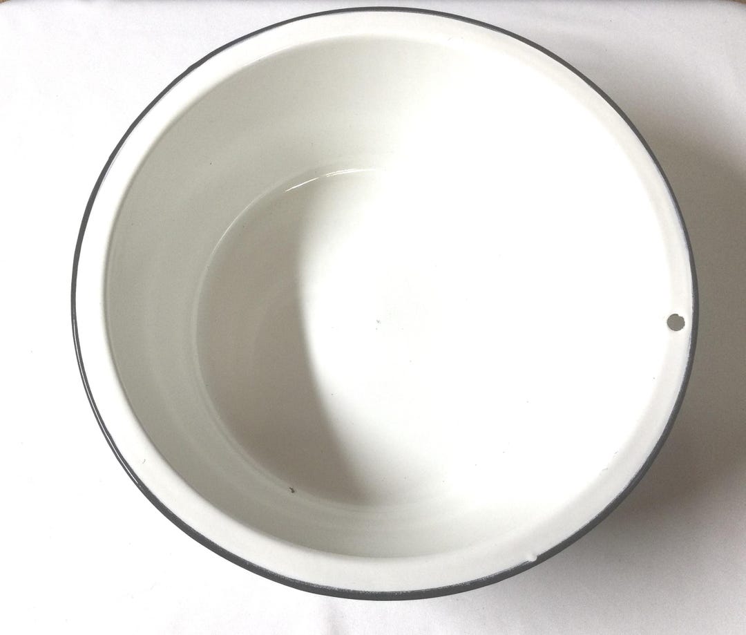 Vintage Enamel Basin, White With Black Trim, Choice of Size, Home Decor ...