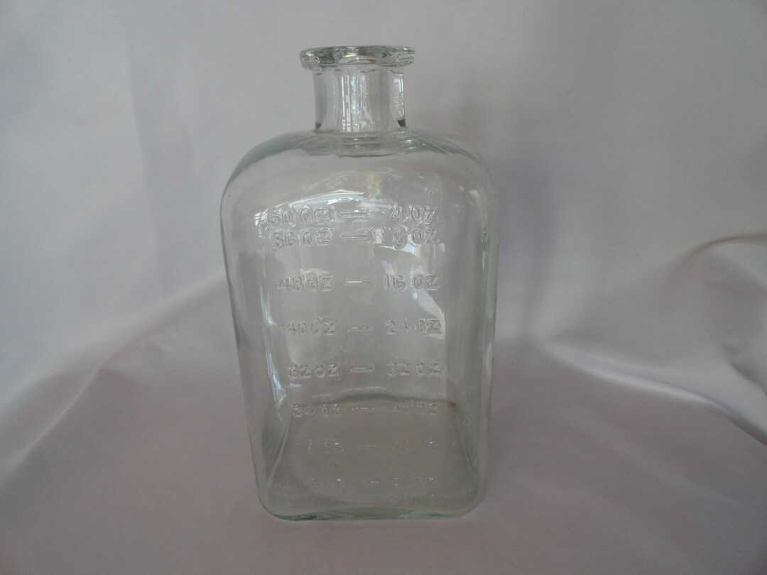 Vintage 60oz. Embalming Fluid Bottle Large Square Embossed Numbers Ounces Iridescent Spots Huge ...