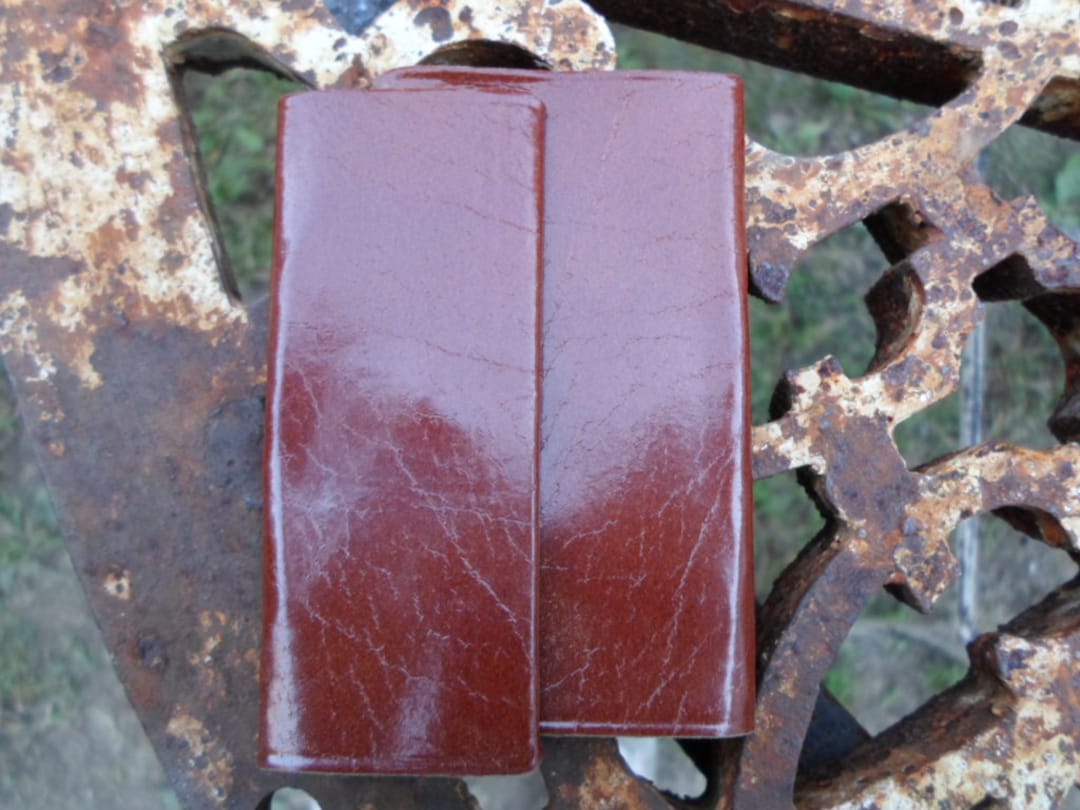 Vintage Brown Leather Key Holder Small Unisex Thin Trifold Pocket Size ...