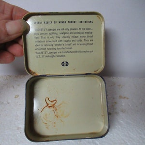 Vintage Gray & Blue Sucrets Tin Antiseptic Throat Lozenges Tin Small ...