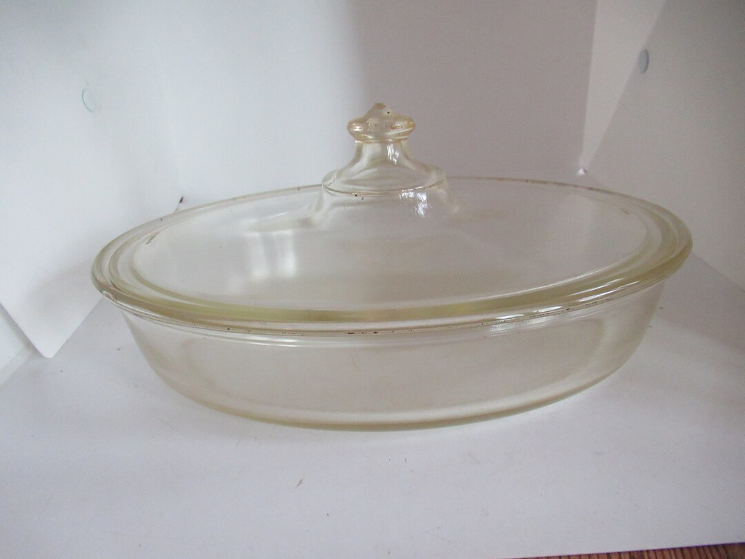 Antique Pyrex 184 Oval Baking Dish Patented May 27, 1919 Covered Baking ...