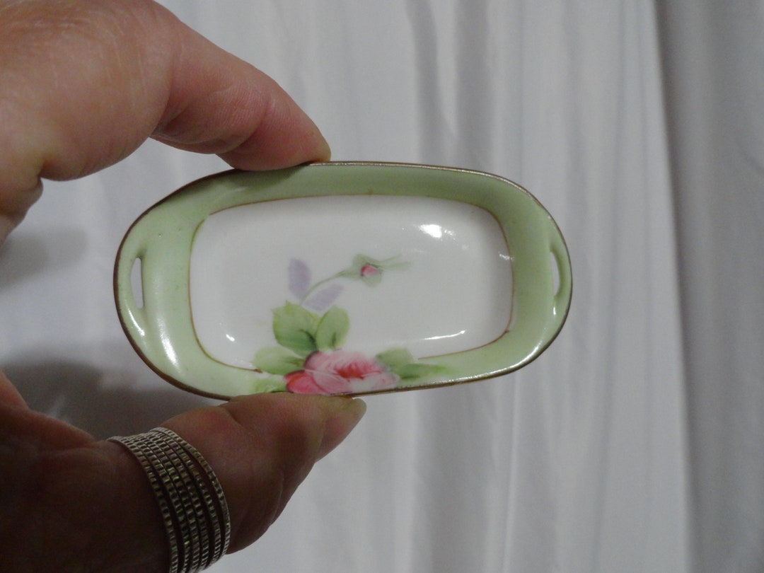 Antique Nippon Butter Pat Dish Hand Painted Trinket Tray Tiny Porcelain ...
