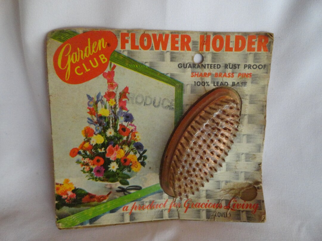 Vintage Oval Flower Frog Beagle Manufacturing Co. NIP Small Brass 1950s ...