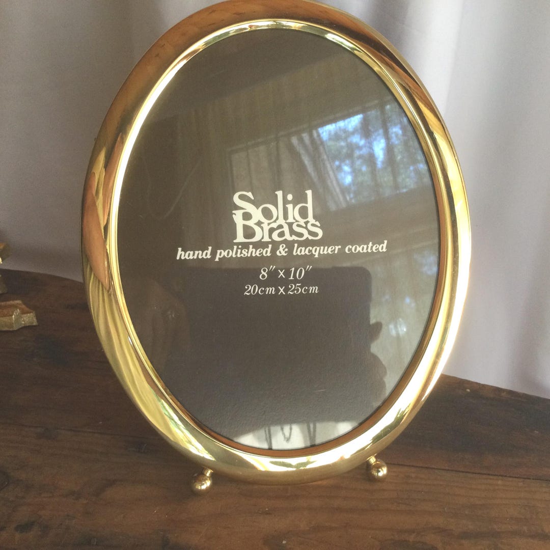 Vintage Oval Brass Picture Frame Gold Tone Metal Photo Frame Self ...