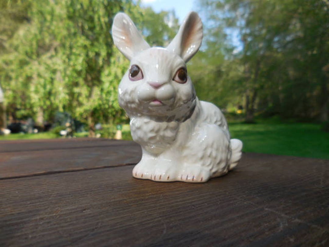 Vintage German Goebel White Porcelain Bunny Rabbit Figurine 1950s Brown ...