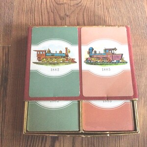 Vintage Train Locomotive Playing Cards Double Deck Congress Antique ...