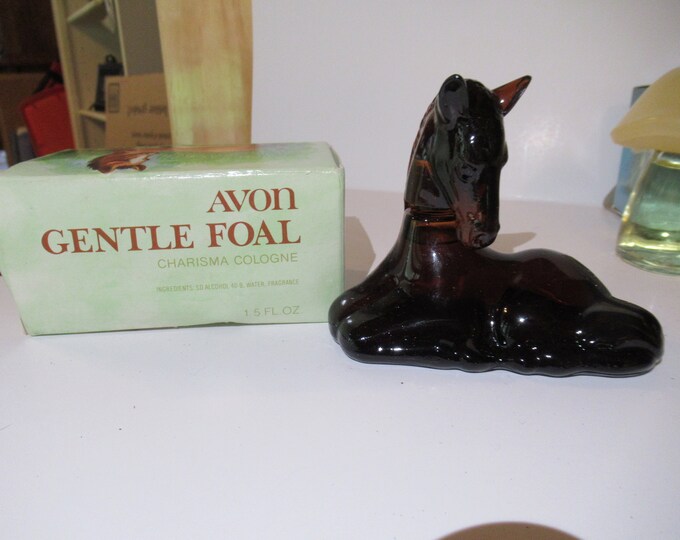 Vintage Avon Girl's Cologne Decanter Gentle Foal Brown Glass & Plastic ...