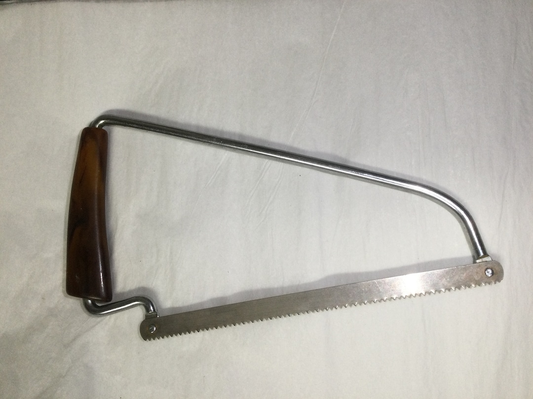 Vintage Butterscotch & Brown Bakelite Meat Saw Handle Serving Metal ...