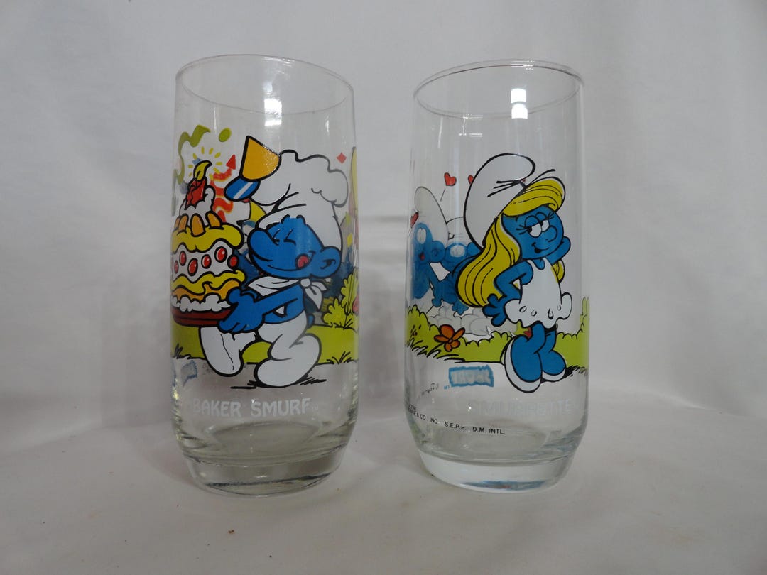 Vintage Hardee's Smurf Drinking Glass Choice 1980s Baker Smurf or ...