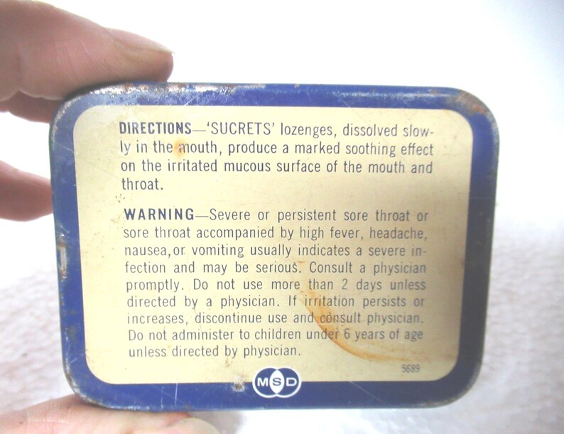 Vintage Sucrets Tin, Gray & Blue Antiseptic Throat Lozenges, 1950s ...
