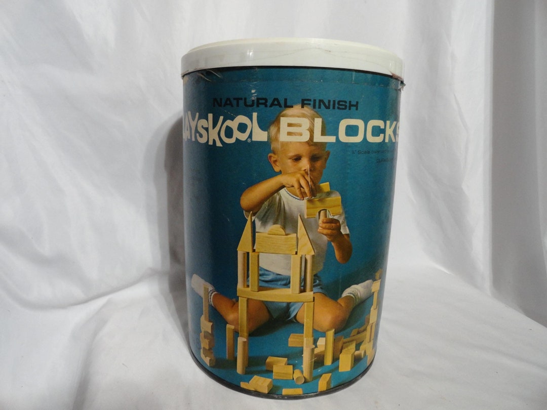 Vintage Playskool Blocks Natural Wood Building Blocks Kid's Pretend Toy ...