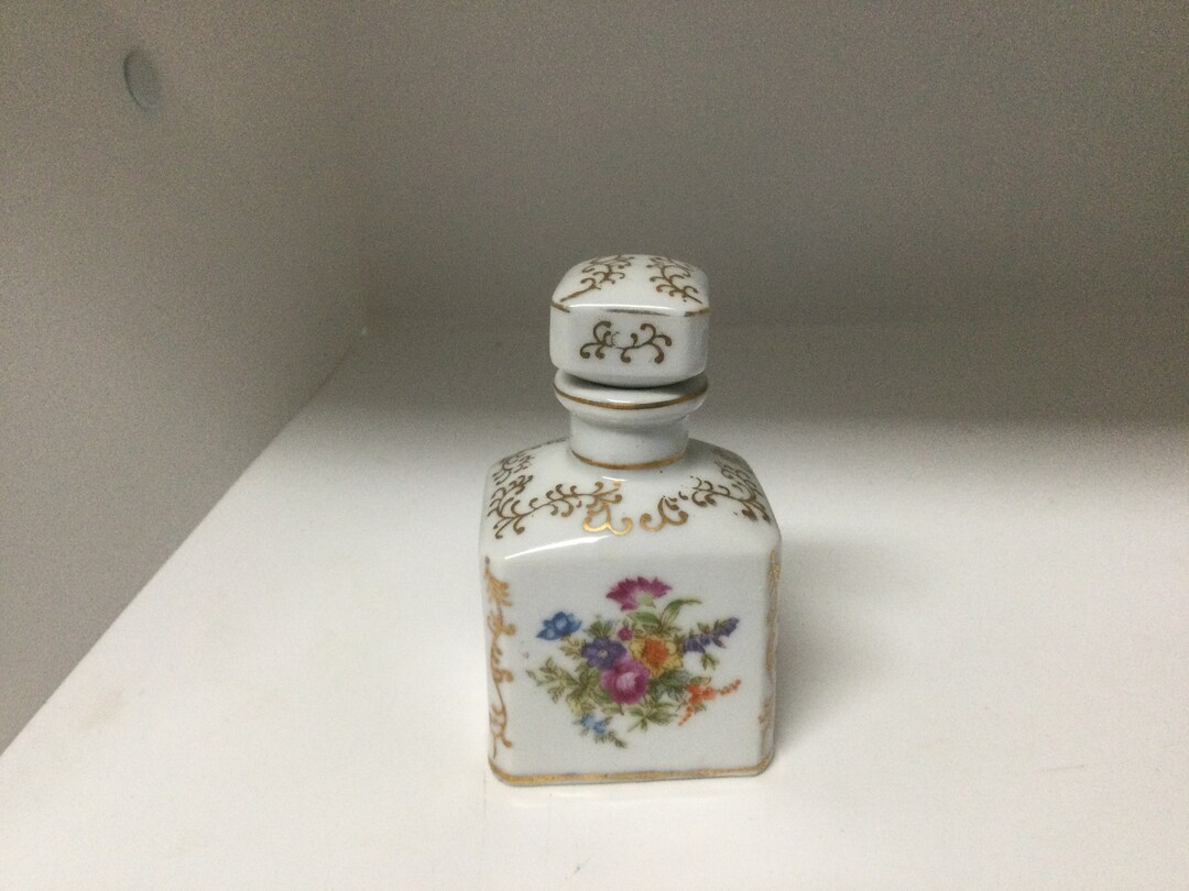 Vintage Irice Porcelain Perfume Bottle Hand Painted Flowers Irving W ...