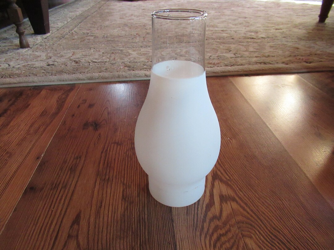 Vintage Frosted & Clear Glass Chimney Country Home Replacement for ...