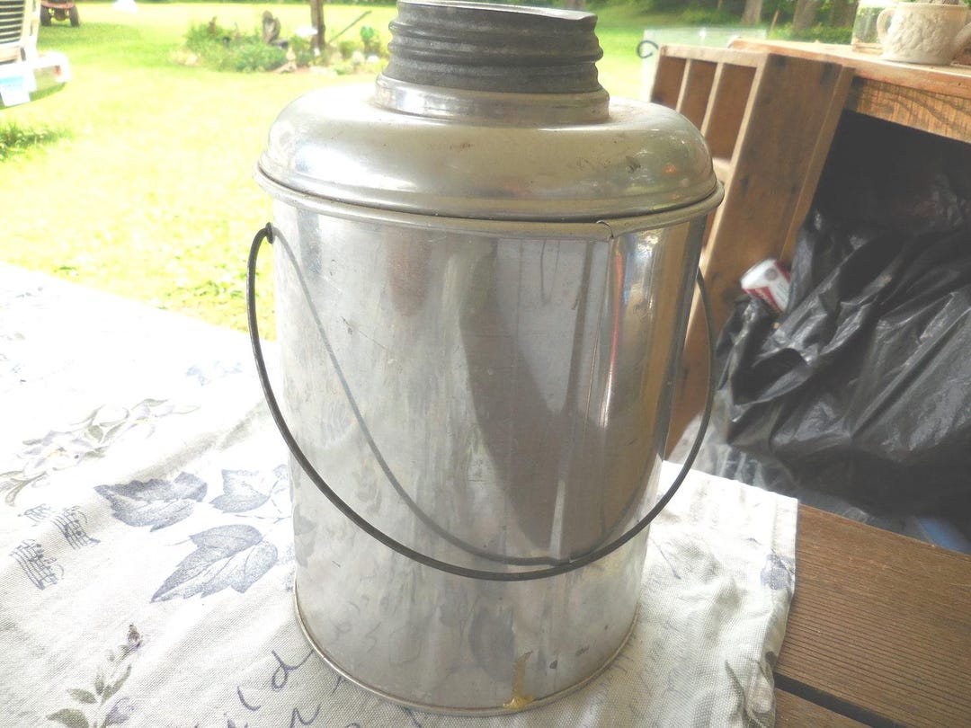 Vintage Aluminum Cooler Faris Thermos for Liquid Handle Ball Glass ...