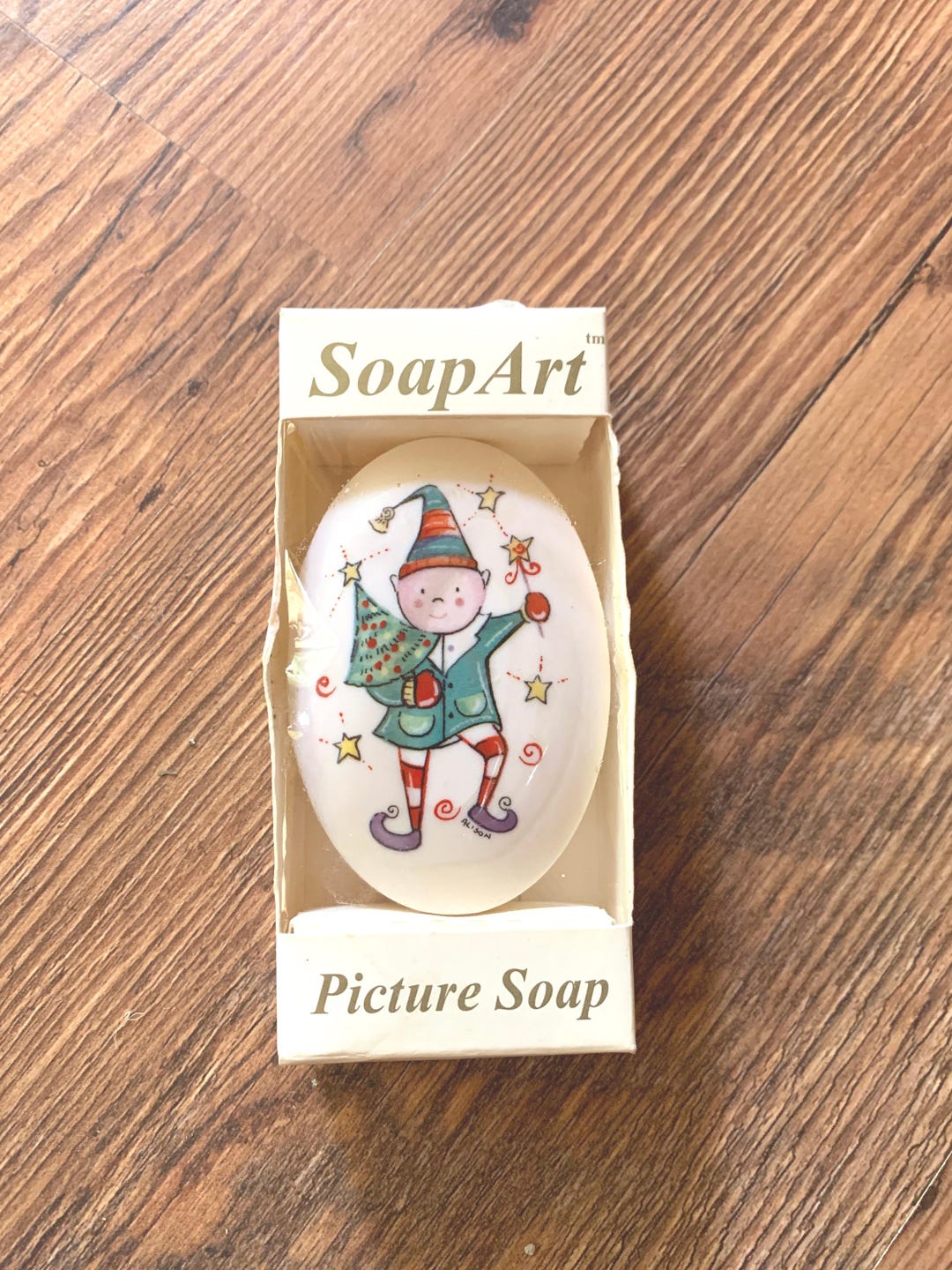 Vintage Christmas Elf Picture Soap, Art Design That Doesn't Wash Off ...