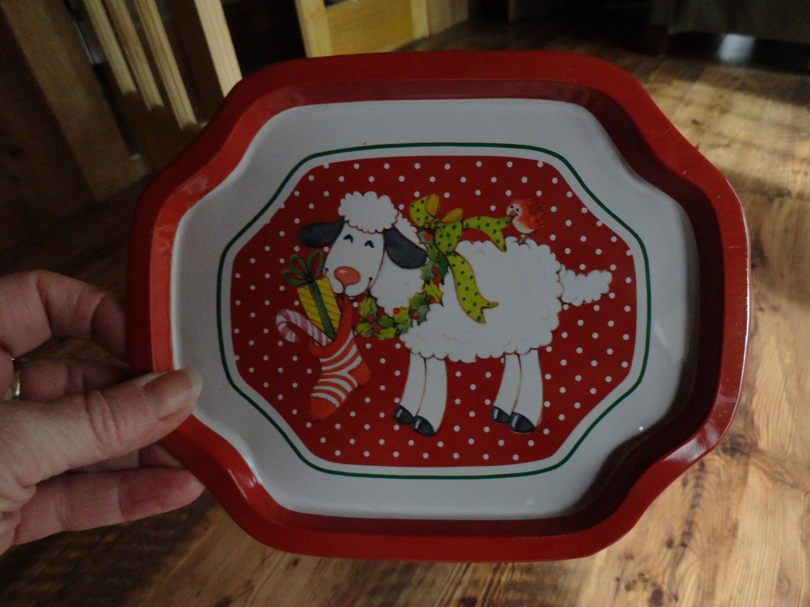 Vintage 1980s Metal Sheep Snack Trays NIB Red/ White Sheep | Etsy