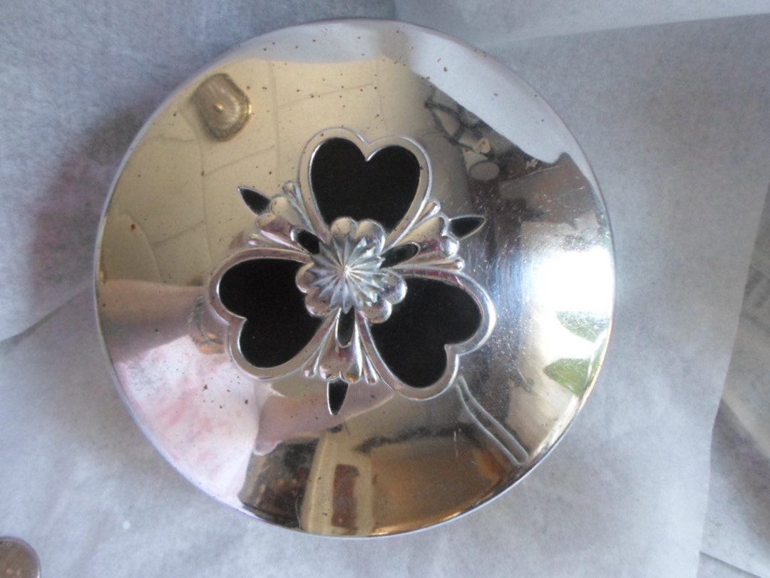 Vintage Chase Chrome & Glass Dresser Jar Black Accents Bureau Dish ...