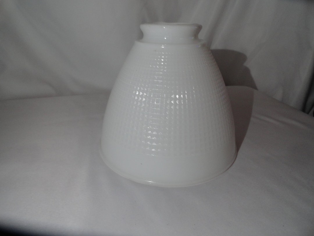 Vintage Corning Stiffel Torchiere Waffle Pattern Milk Glass Light Shade ...