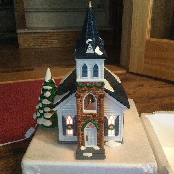 Lighted Ceramic Church - Etsy