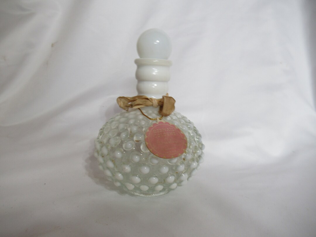 Vintage Wrisley Perfume Bottle Milk Glass Clear Hobnail Cologne