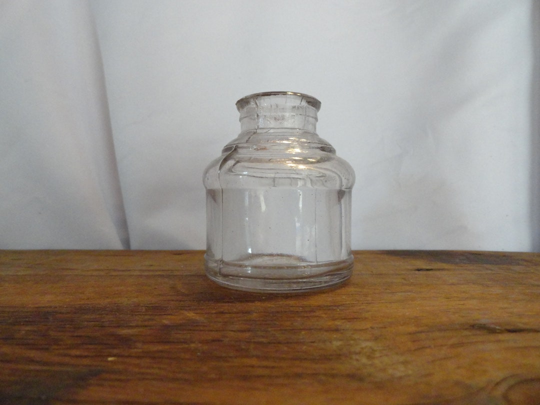 Antique Waterman's Ink Bottle Clear Glass Cork Top Embossed Bottom ...
