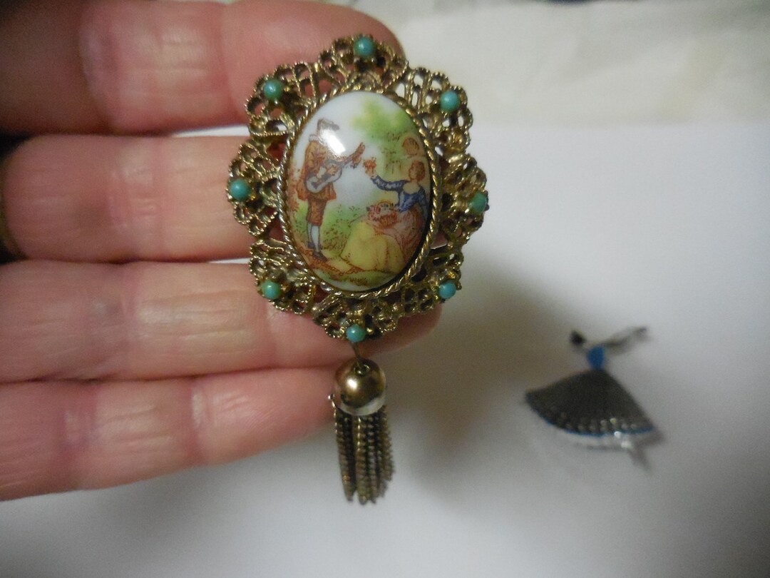 Vintage West Germany Dancer Pin Choice of Pins Filigree Courting Couple ...