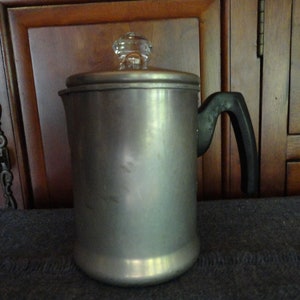 Vintage Small Aluminum Percolator 5 Cup Coffee Pot 1950s 1960s Black ...