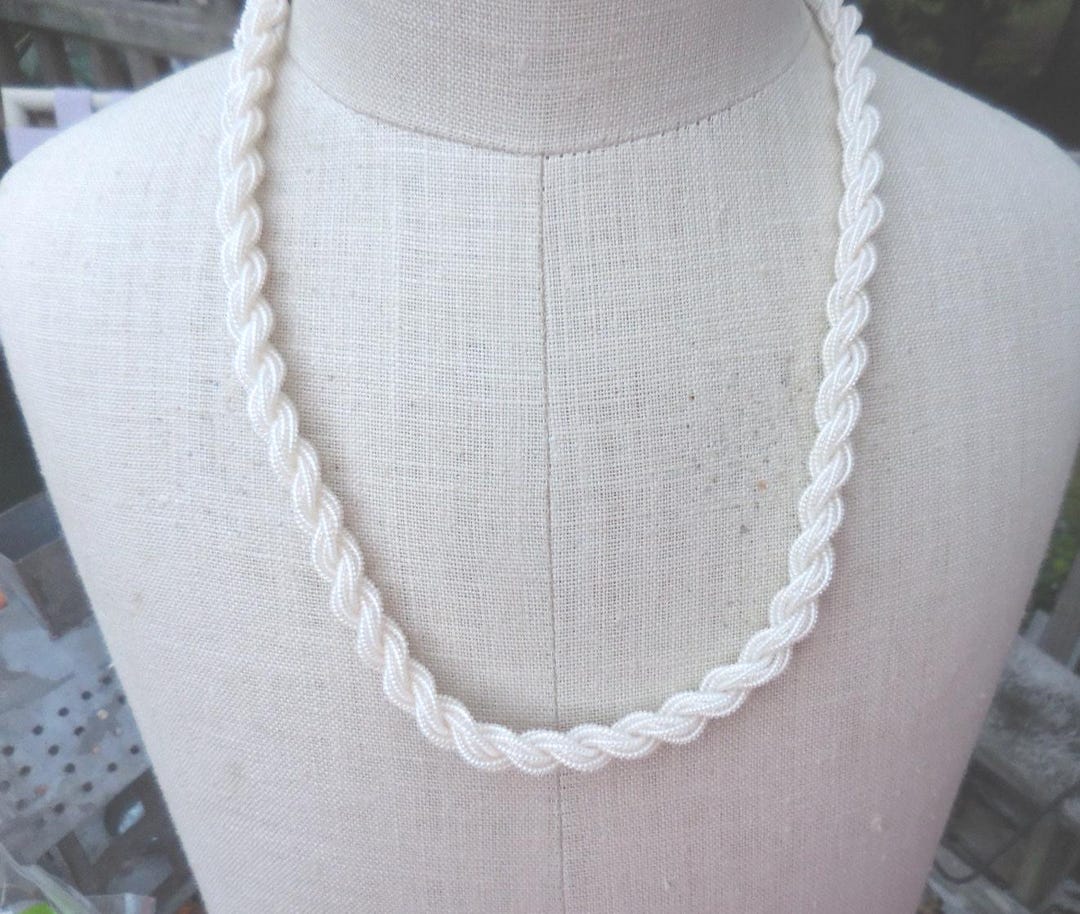 Vintage Micro Bead Necklace Ivory or Cream Colored Plastic Beads Pearl ...