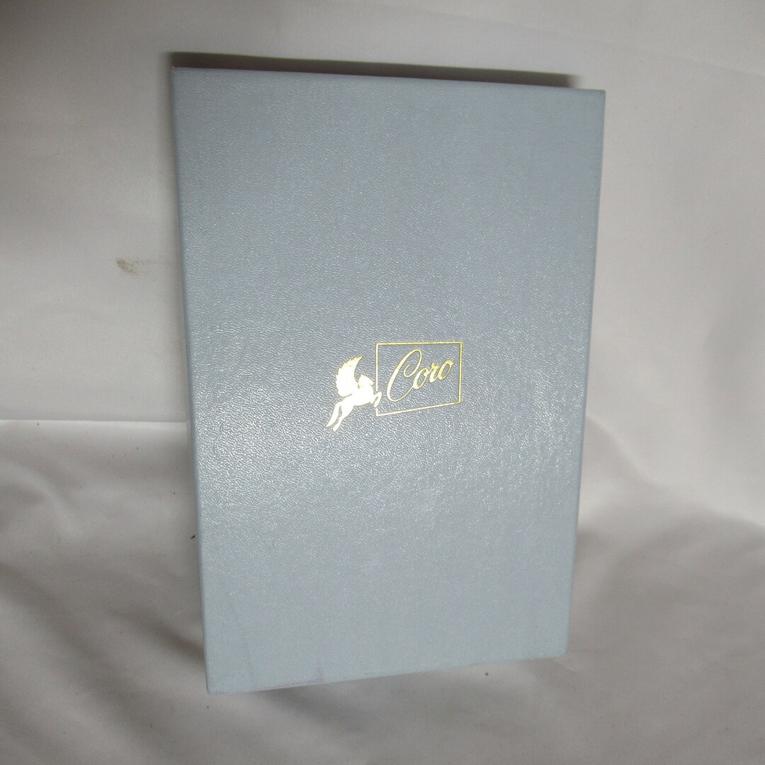 Vintage Blue Coro Pegasus Box Cardboard Gold Accent Jewelry Box 1940s ...