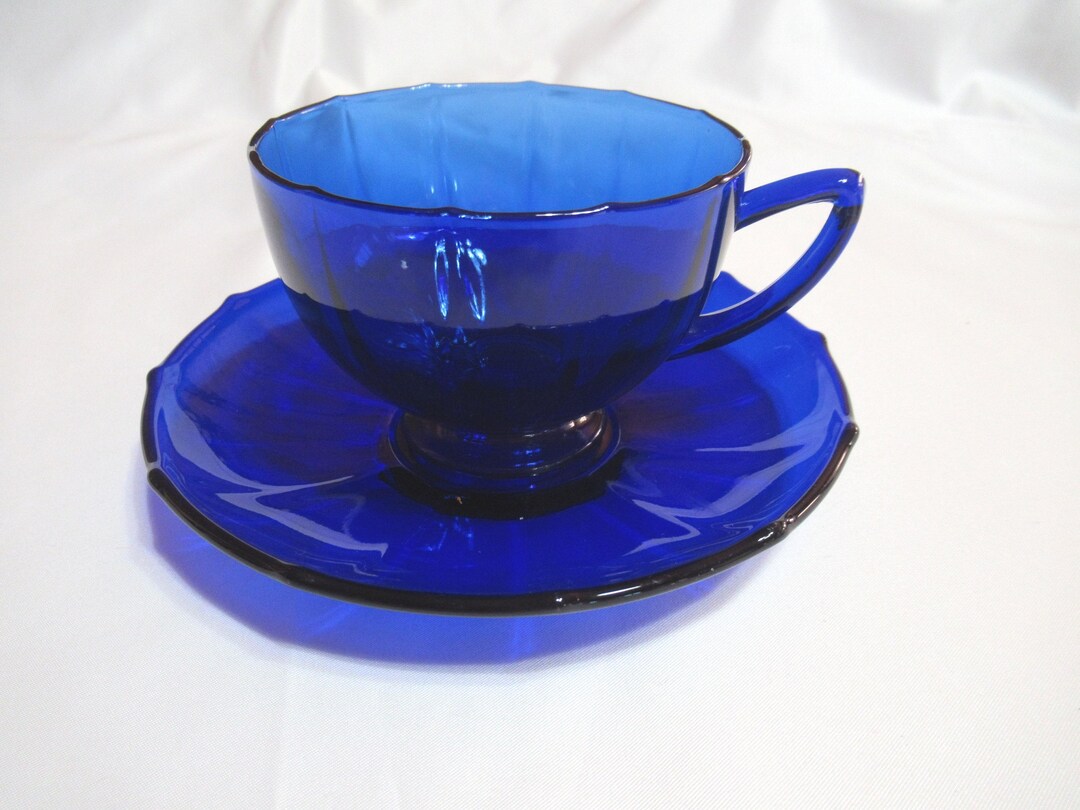 Vintage New Martinsville Cobalt Blue Addie Collection 12 Point Cup ...