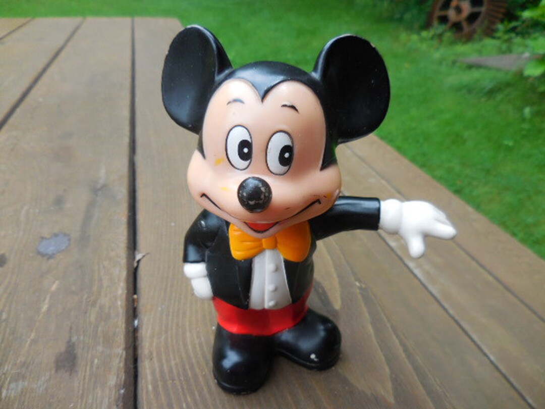 Vintage Mickey Mouse Bank Small Bank Black Red White Yellow Piggy Bank ...