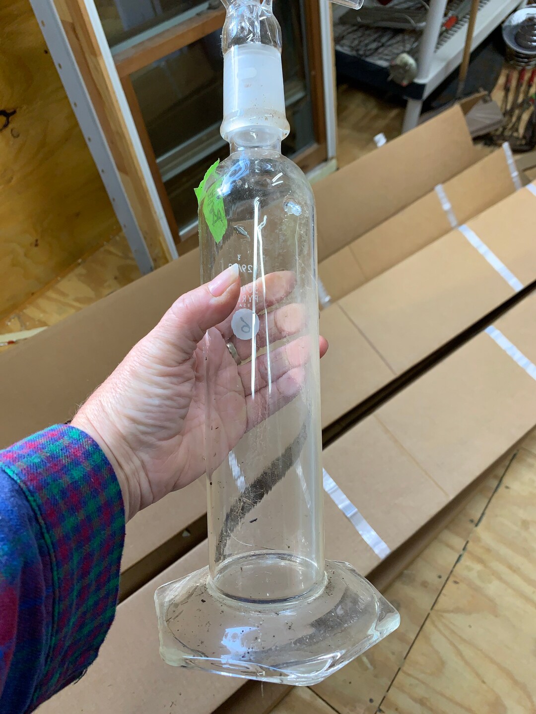 Vintage Pyrex Gas Washing Bottle Clear Glass Used 29/42 500ml Coarse ...