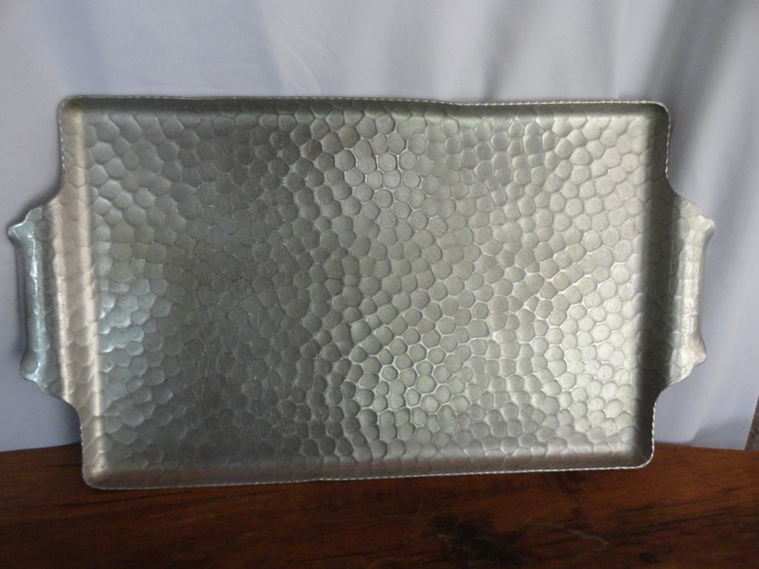 Vintage Aluminum Metal Hammered Tray Serving Tray Small Metal Tray ...