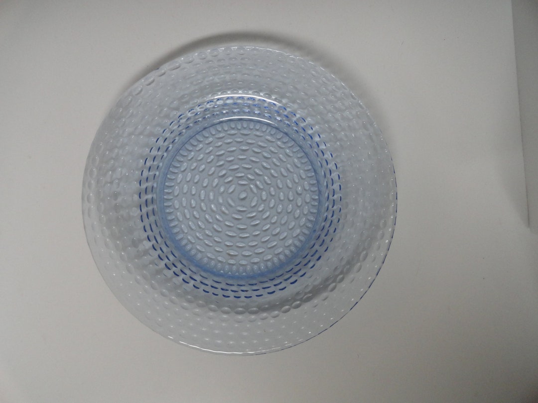 Vintage Light Blue Glass Plate Shallow Bowl Bumpy Bottom Home Decor ...