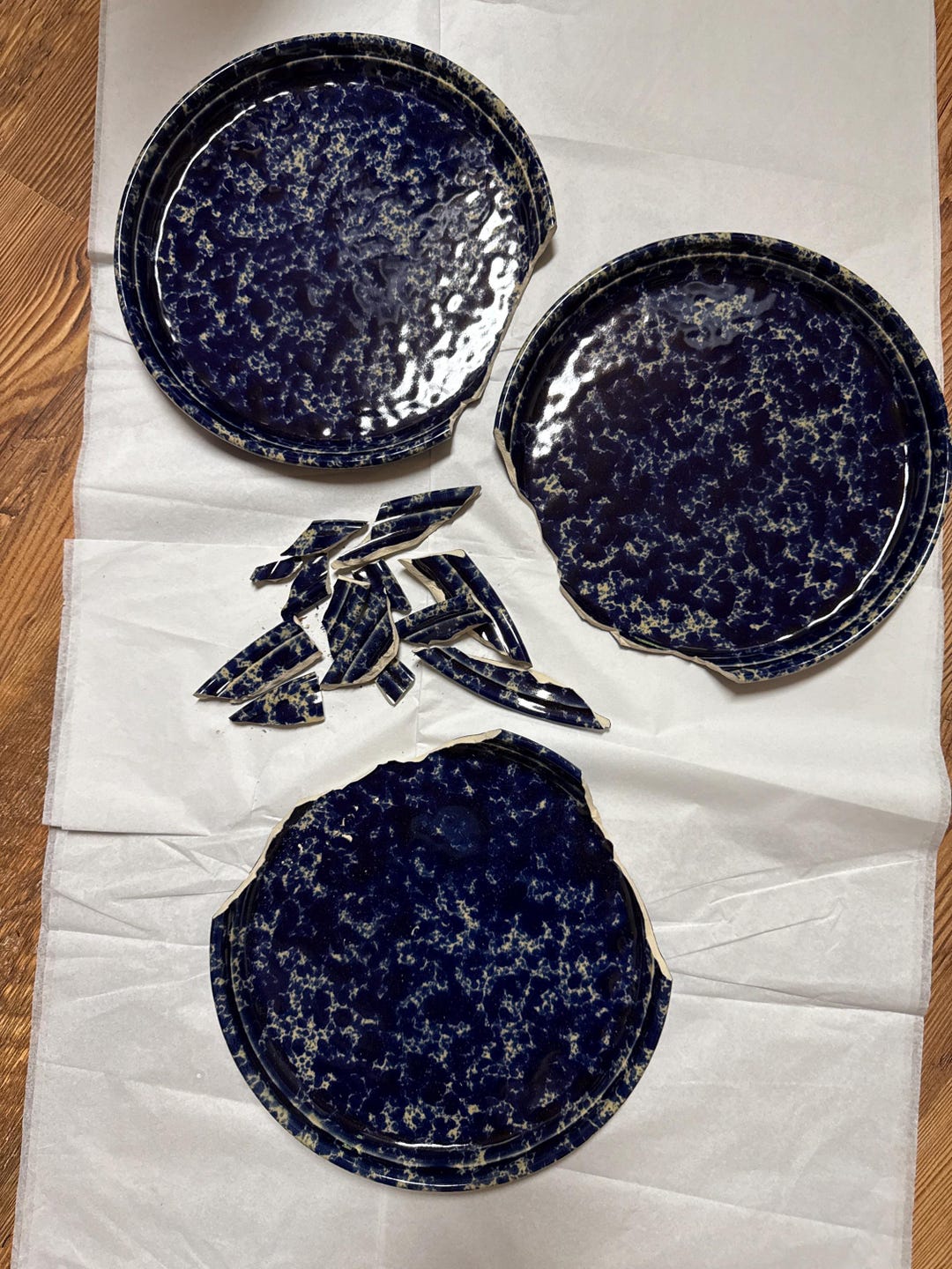 Vintage Bennington Potters Plates Broken Dinner Plates Mosaics Set of 3 ...
