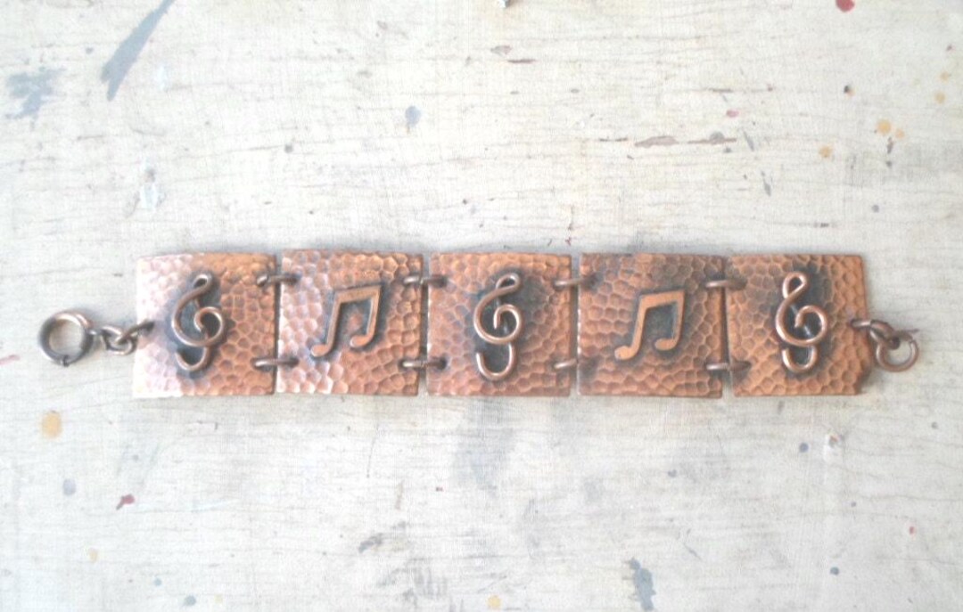 Vintage Copper Musical Note Bracelet Staffs Signed Morley Crimi ...