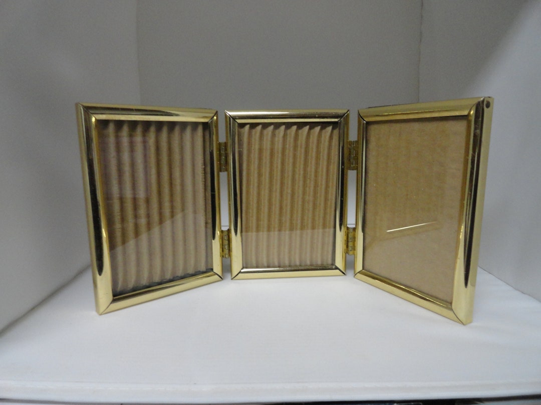 Vintage Triple Brass Hinged Picture/photo Frame Self Standing Retro ...