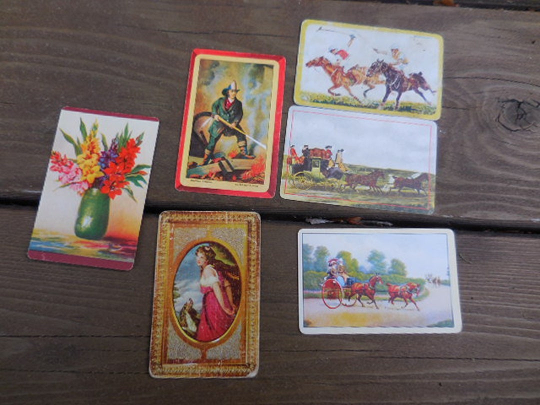Vintage Playing or Trading Cards Set of 6 Fireman Jockeys Still Life ...