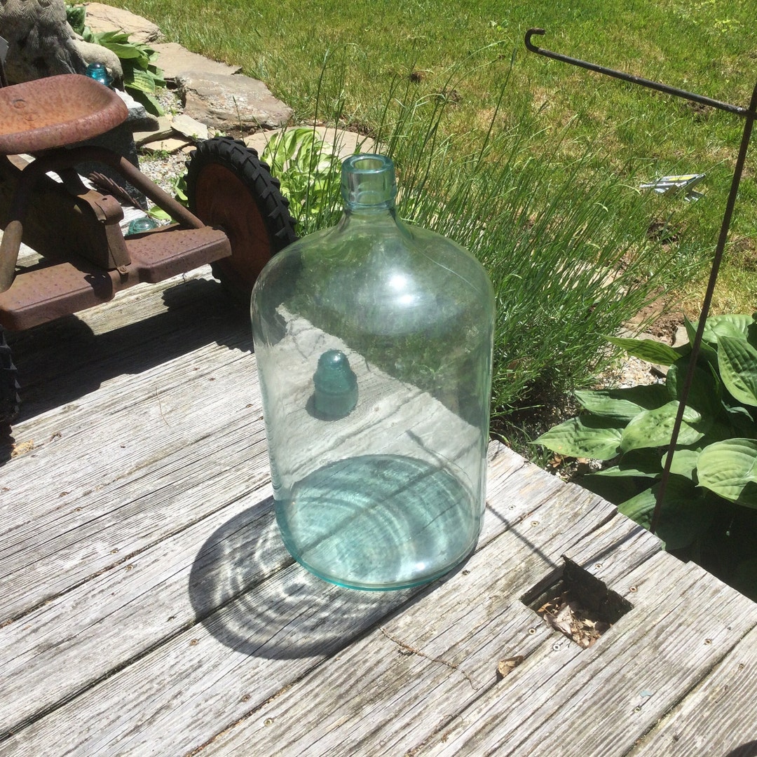 Antique 5 Gallon Glass Water Jug Light Aqua Green Glass Loose Change ...