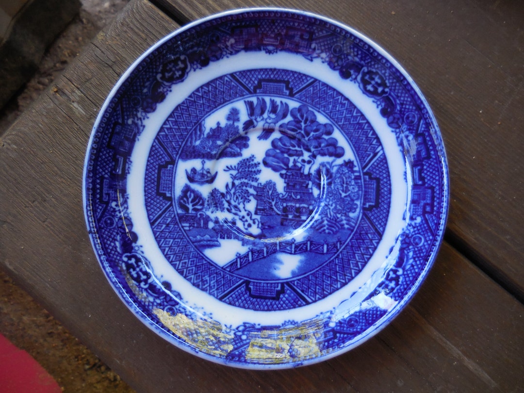 Vintage Blue Willow Saucer White Made of England 1930s 1940s Repurpose ...