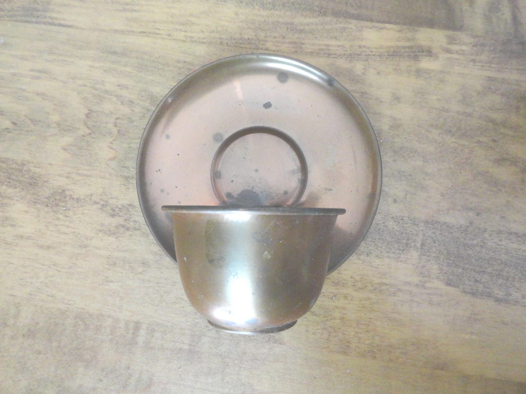 Vintage Copper Wall Pocket, Planter, Teacup & Saucer, 1920s-40s, Signed ...