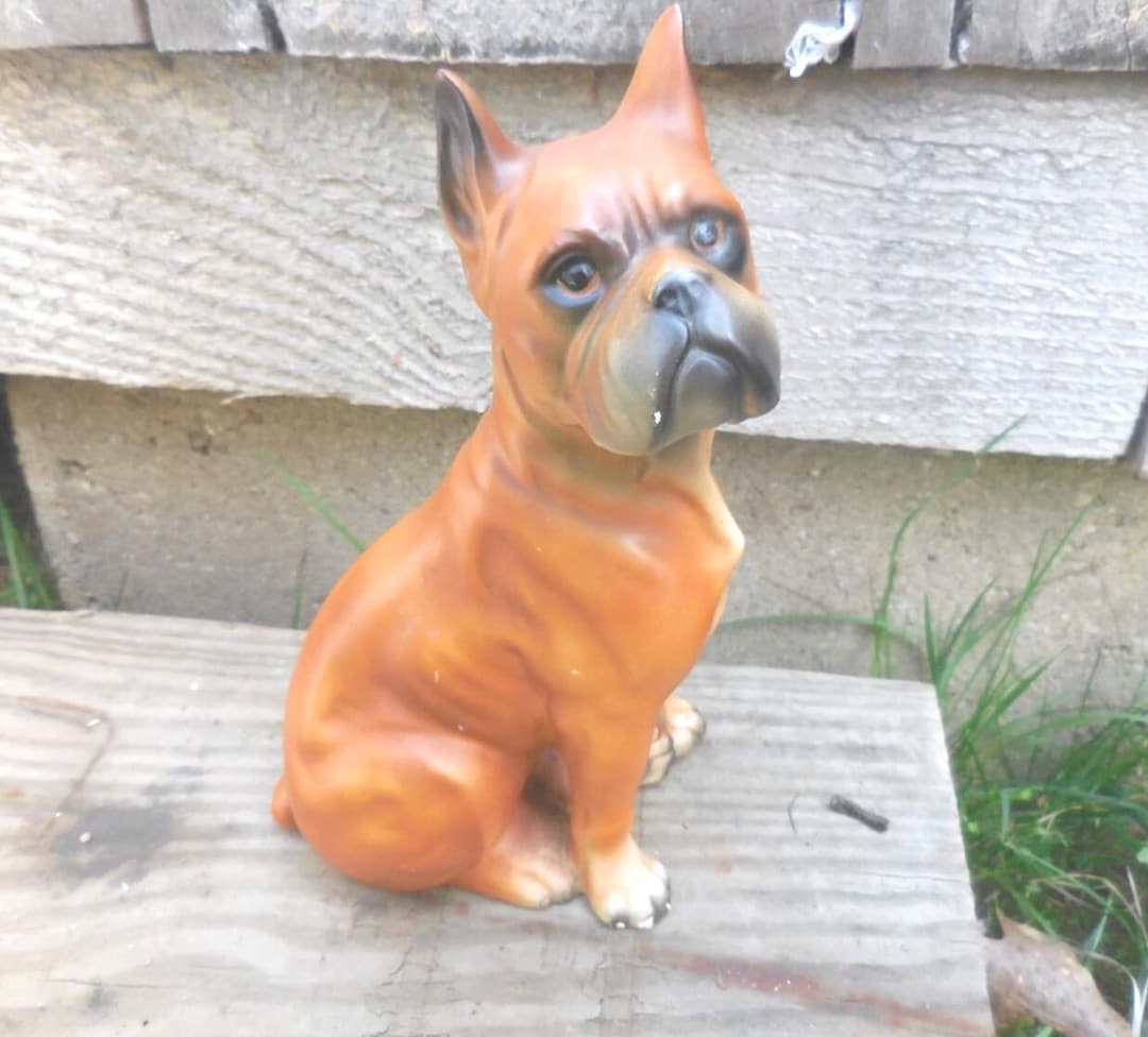 Vintage Porcelain Boxer Dog Figurine, Brown, Black, 1960s-70s - Etsy