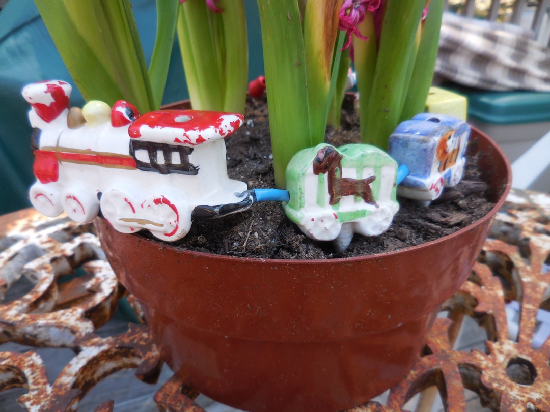 Vintage Birthday Candle Train Zoo Animals Painted Cake Topper Boy's ...