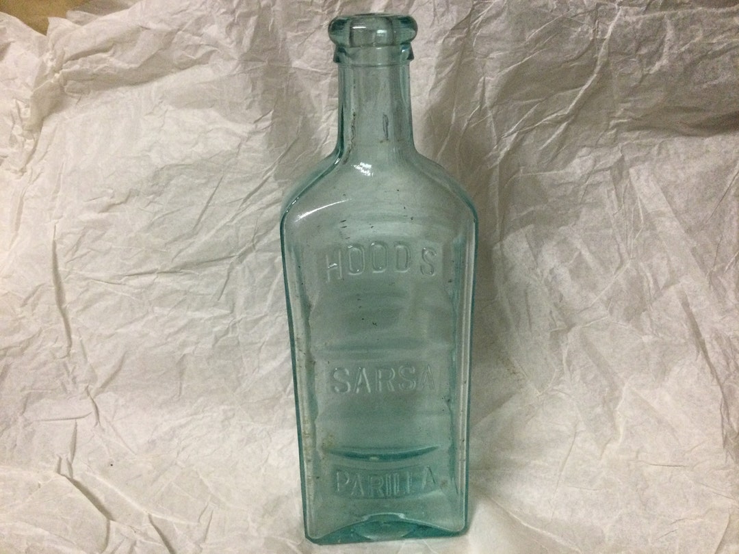 Antique Hood's Sarsaparilla Bottle Light Green Cork Top 1800s Lowell ...