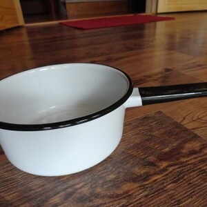 Vintage 1930s to 1950s White/black Enamel Medium Sauce Pan - Etsy