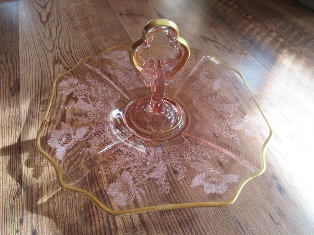 Vintage 1930s 1940s Pink Depression Glass Tidbit Tray Server - Etsy