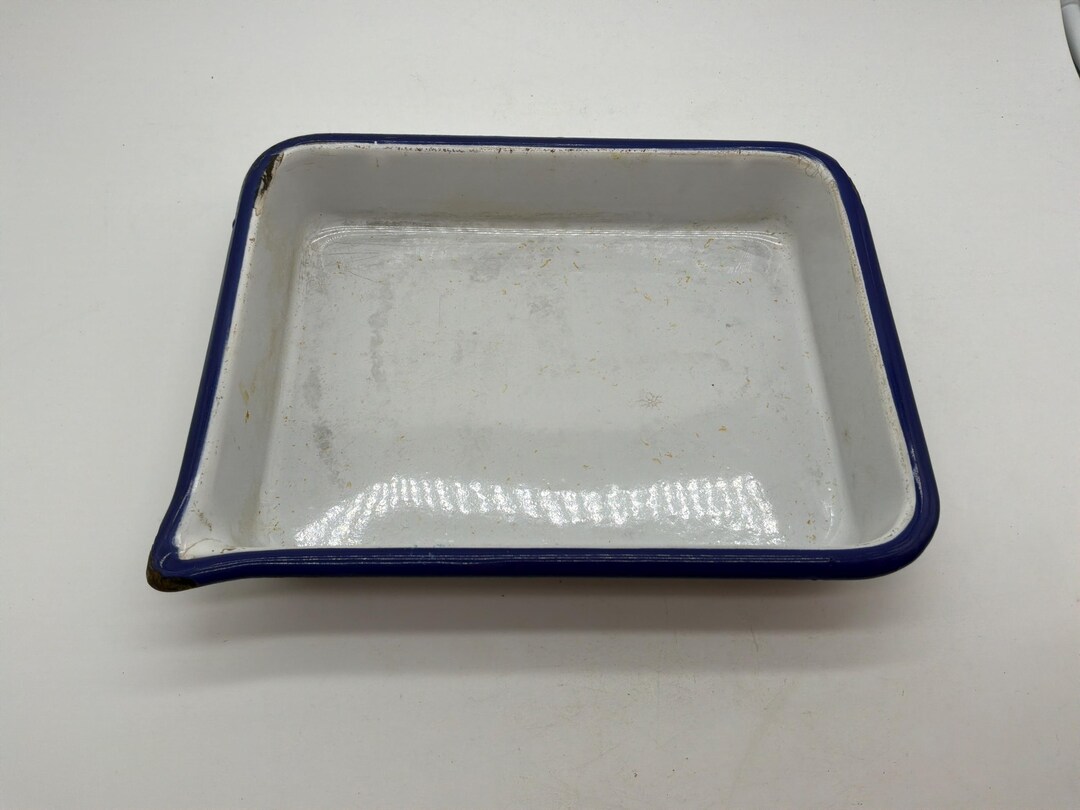 Vintage Enamel Film Tray With Blue Trim, Photographer's Collectible ...