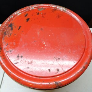 Vintage 1950s Decoware Like Large White/Red Canister Tin | Etsy