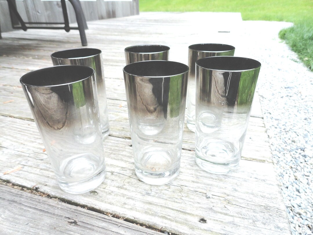 Vintage Silver Chrome Glasses, Dorothy Thorpe Style, Set of 6, 1950s ...