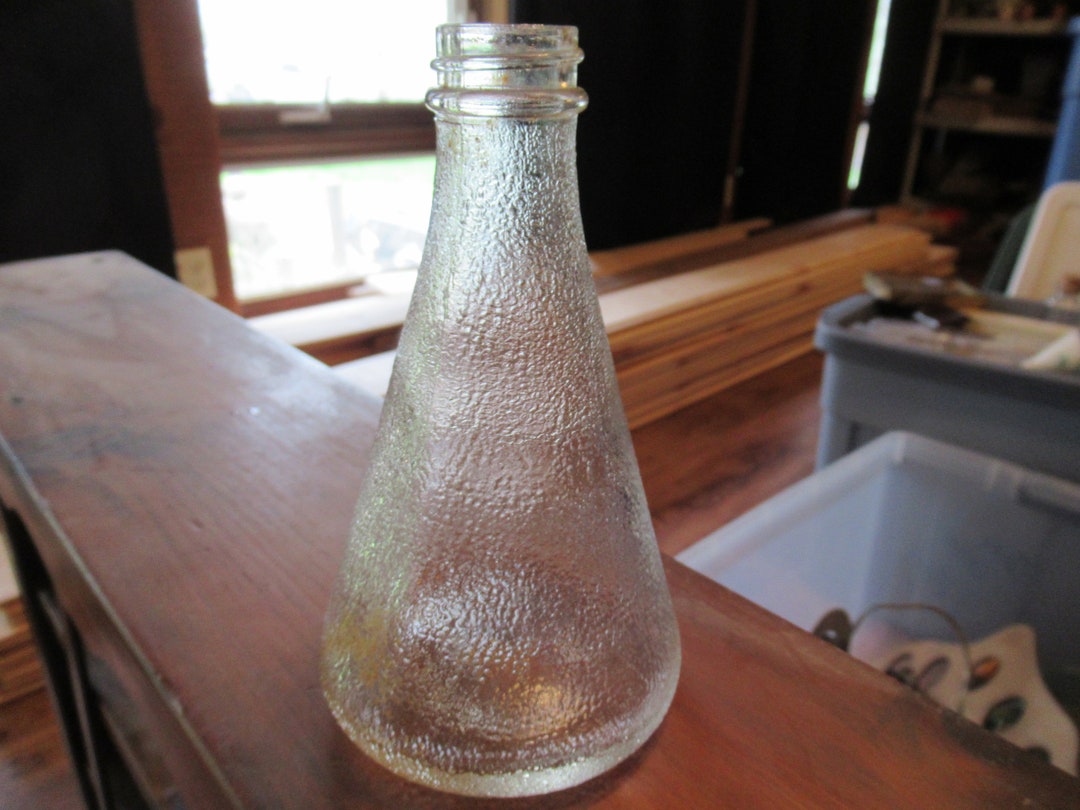 Vintage Hazel Atlas Clear Glass Triangular Bottle Shaped Bumpy Bottle ...